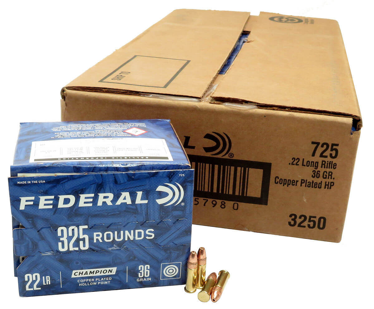 22LR 36gr Copper Plated Hollow Point (Federal Champion) 325 Round Pack ...