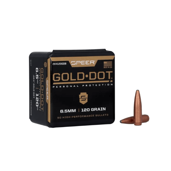 .264/6.5mm 120gr Gold Dot (Speer) – 50 Projectiles – Ammo Direct