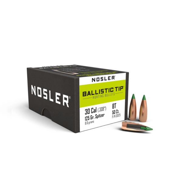 30 Cal 125gr Ballistic Tip (Nosler) – 50 Projectiles – Ammo Direct